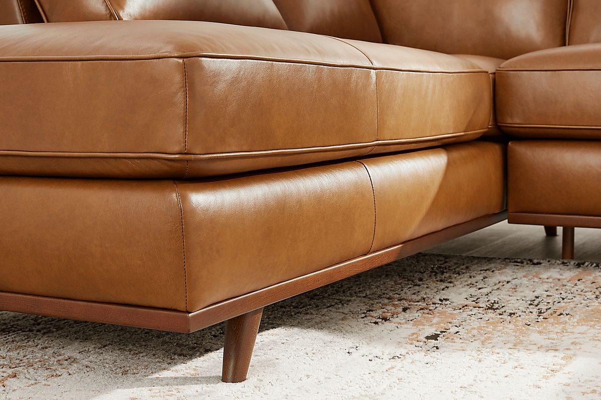 Duluth Caramel Brown Leather 2 Pc Left Arm Chaise Sectional | Rooms to Go