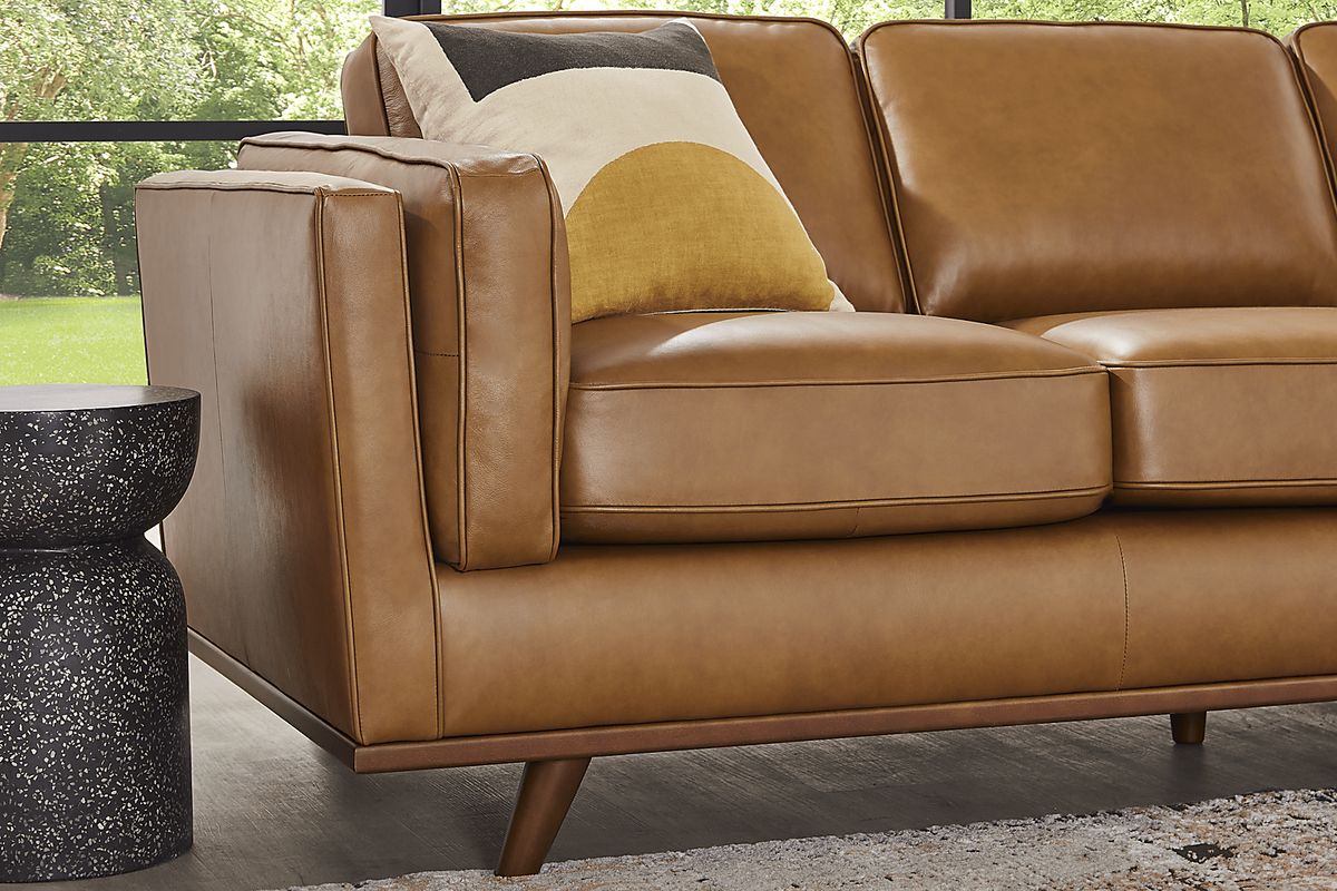 Duluth Caramel Brown Leather Sofa | Rooms to Go