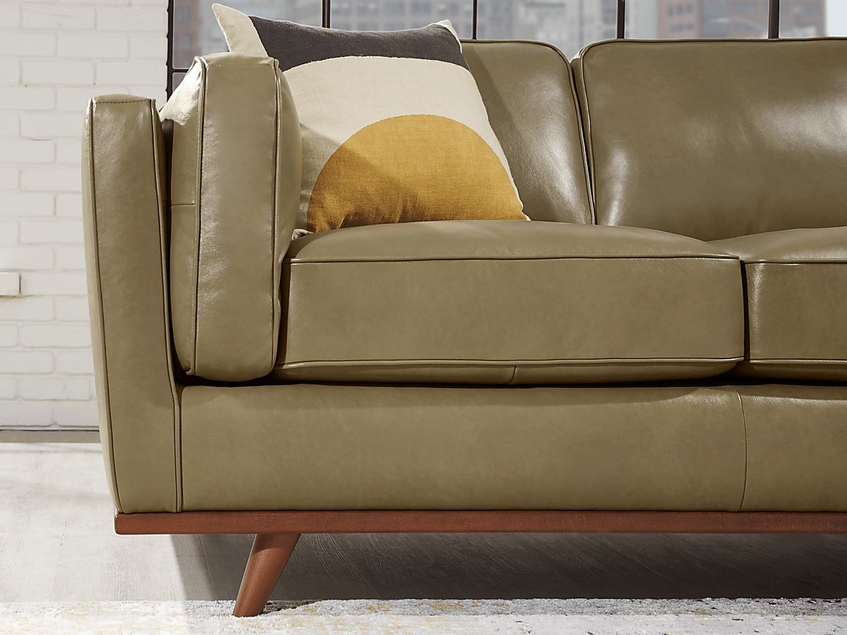 Duluth Olive Green Leather Sofa | Rooms to Go