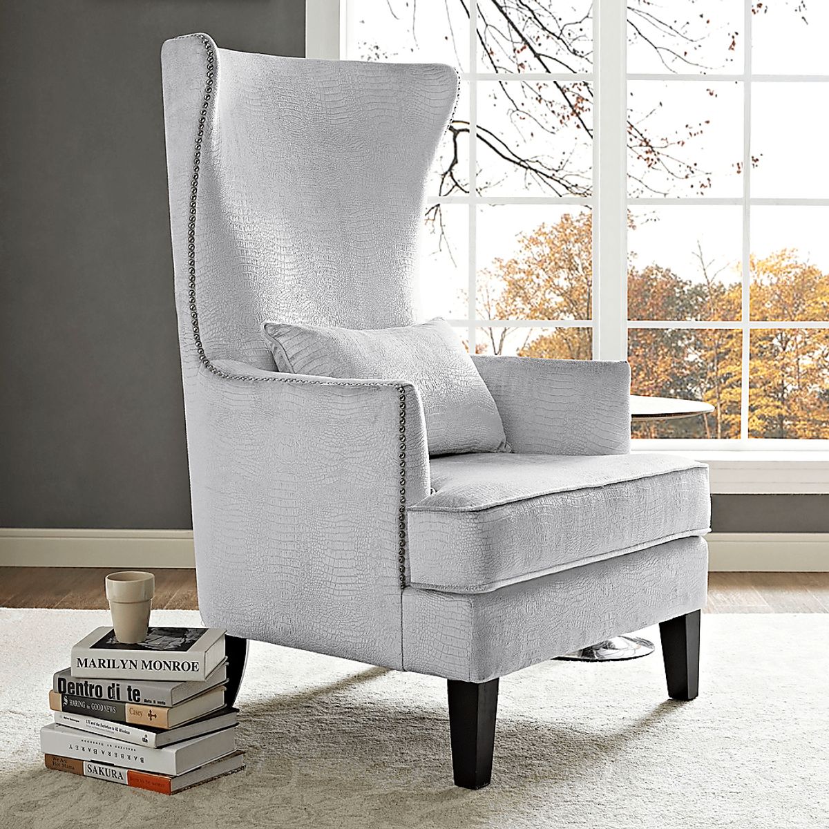 Dunglow II Silver Gray Polyester Fabric Accent Chair | Rooms to Go