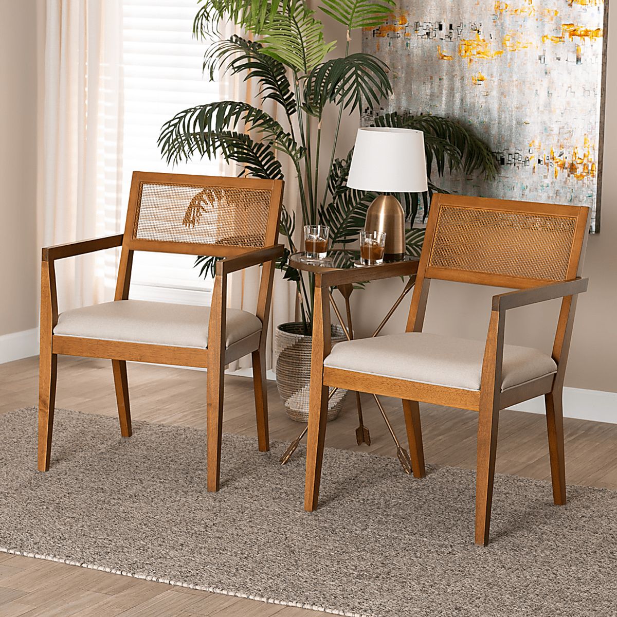 Durgin Beige Polyester Fabric Accent Chair, Set Of 2 | Rooms to Go
