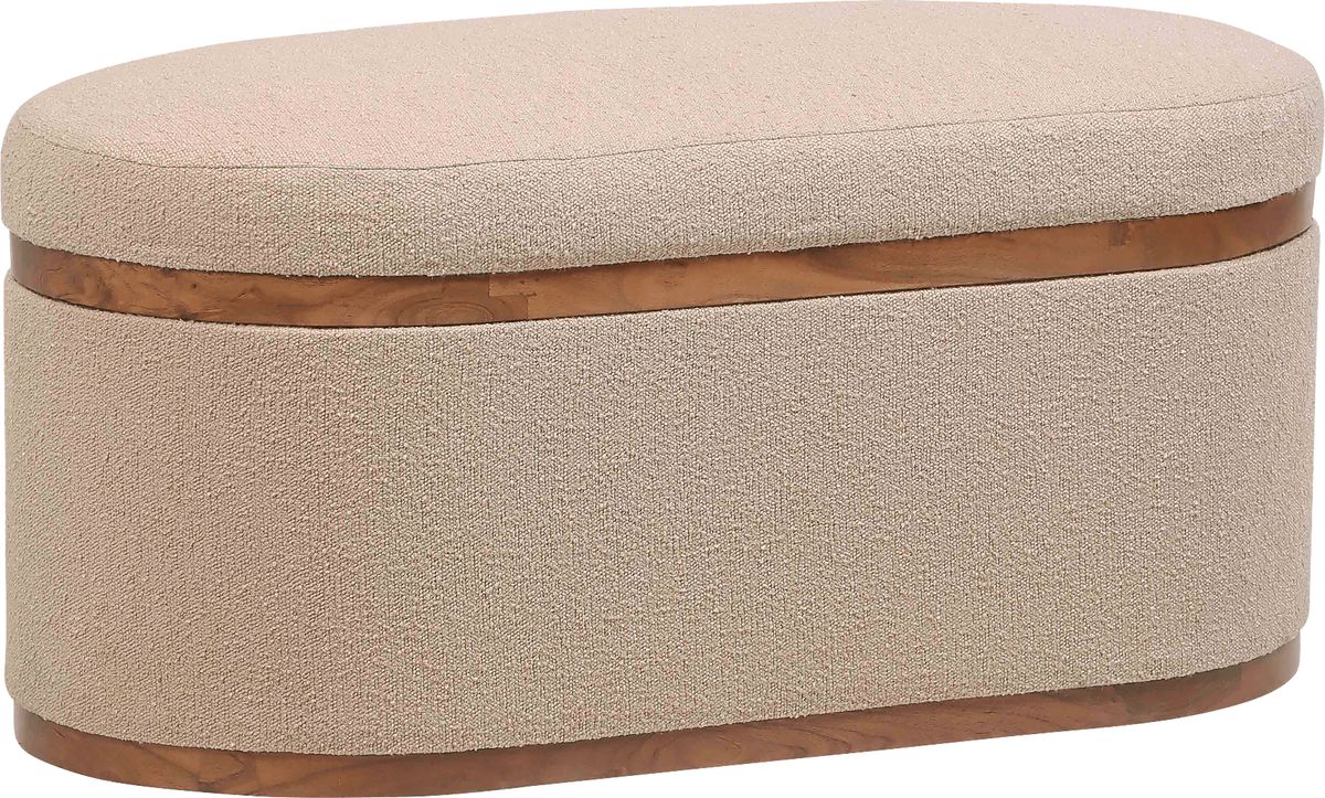 Duskywing II Ivory Beige Boucle Storage Ottoman | Rooms to Go
