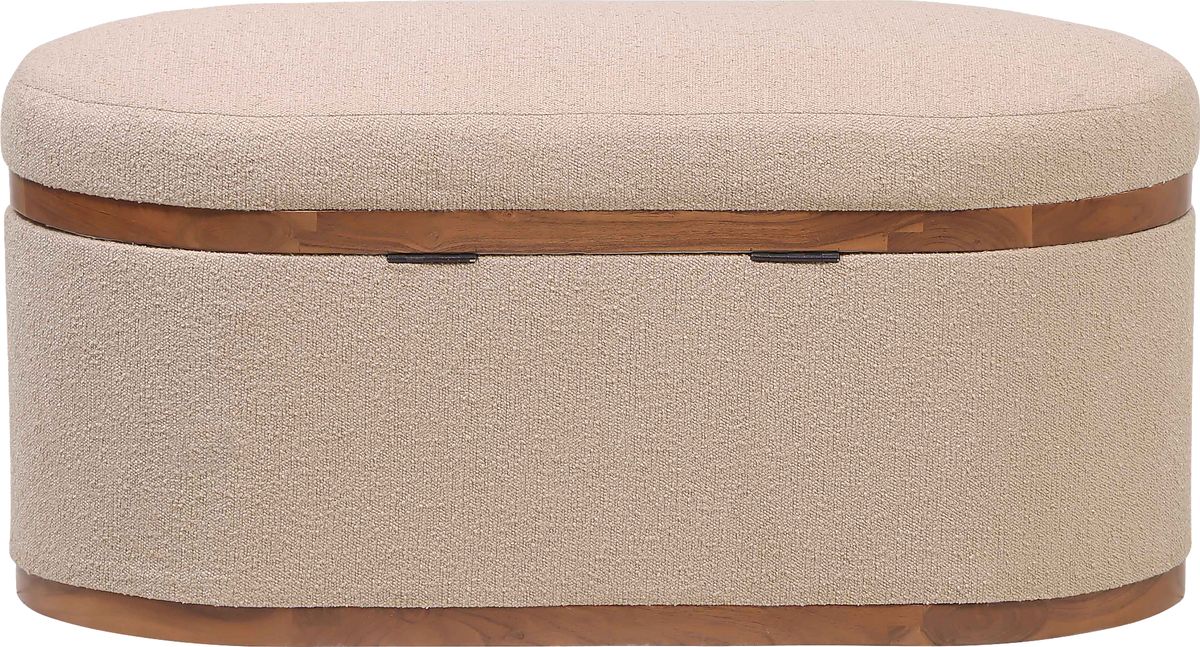 Duskywing II Ivory Beige Boucle Storage Ottoman | Rooms to Go