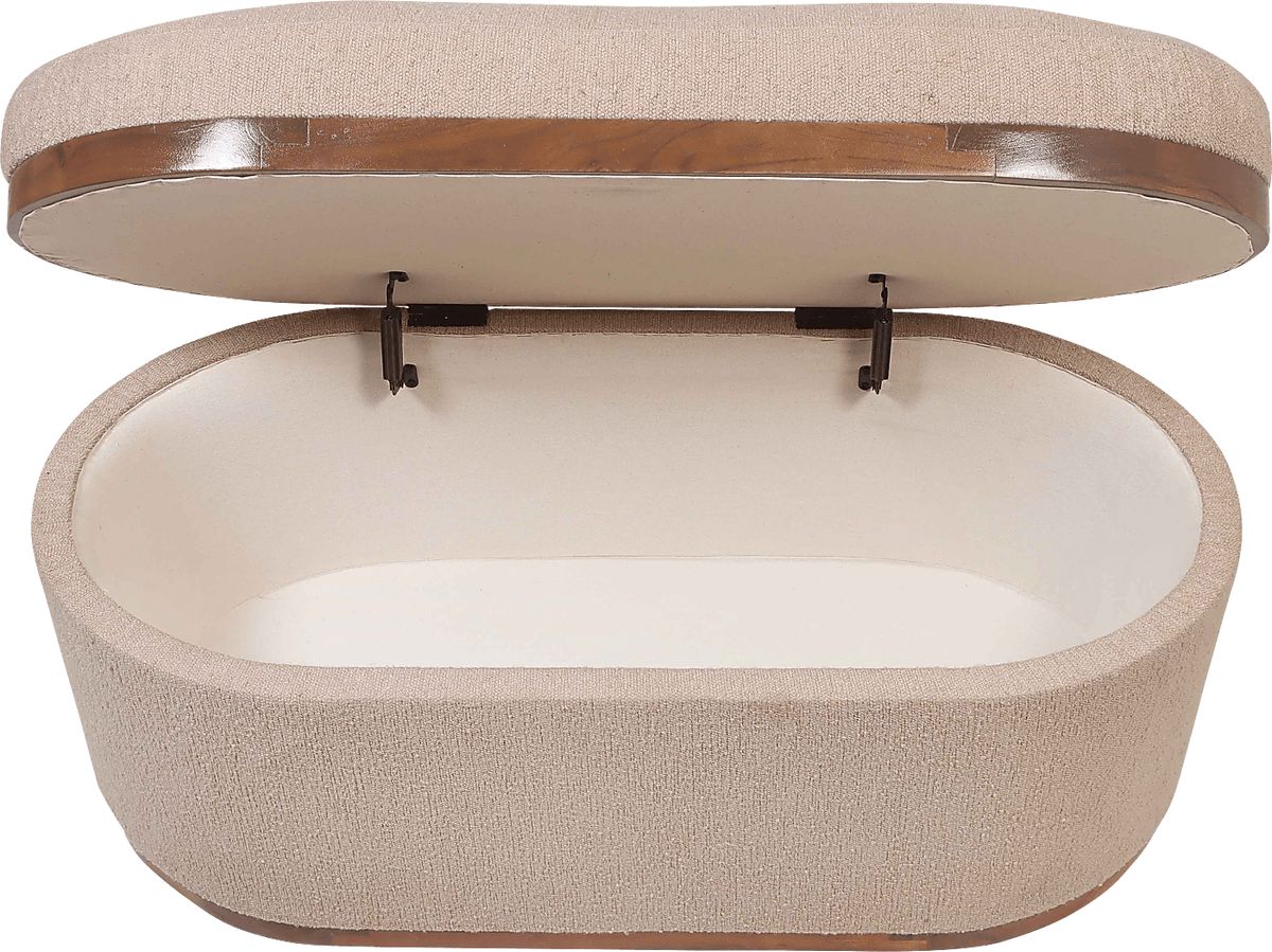 Duskywing II Ivory Beige Boucle Storage Ottoman | Rooms to Go