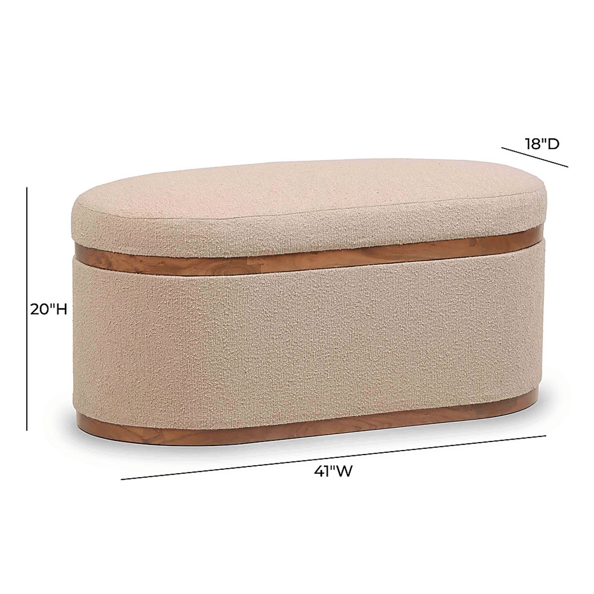 Duskywing II Ivory Beige Boucle Storage Ottoman | Rooms to Go