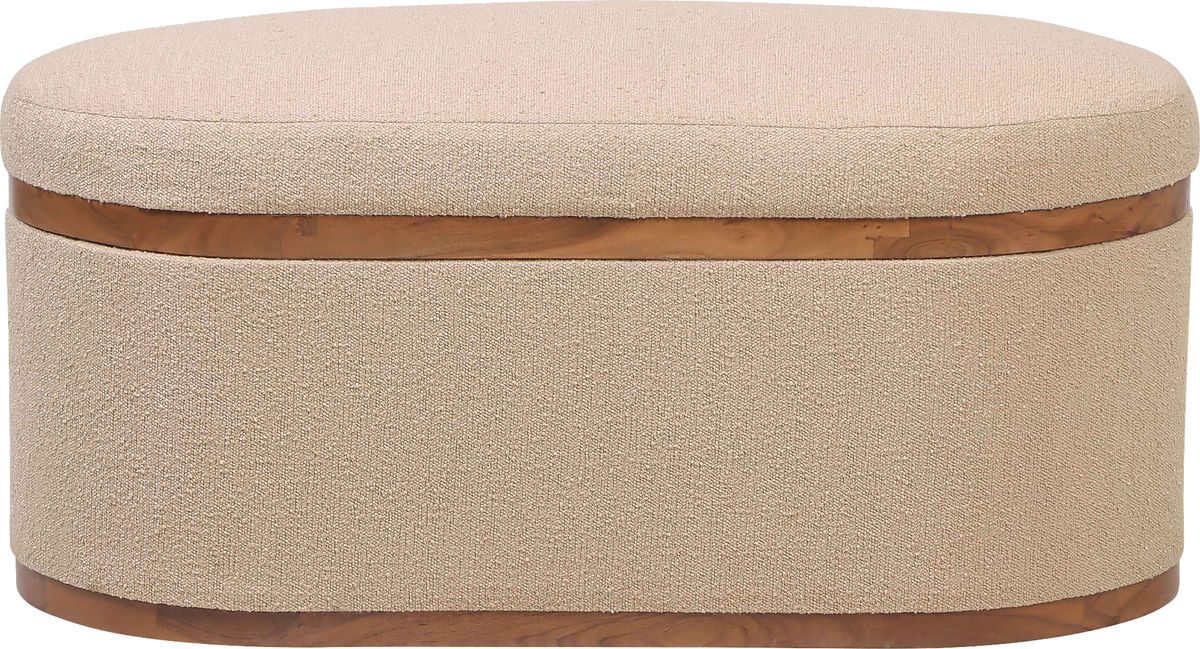 Duskywing II Ivory Beige Boucle Storage Ottoman | Rooms to Go