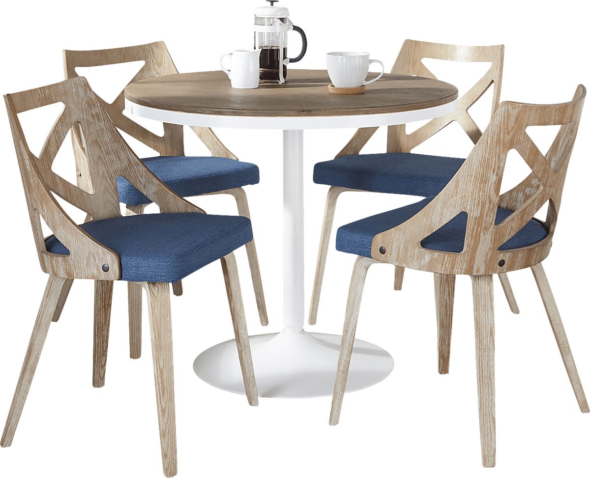 Dyme II White Colors,White Polyester Fabric 5 Pc Dining Set | Rooms to Go