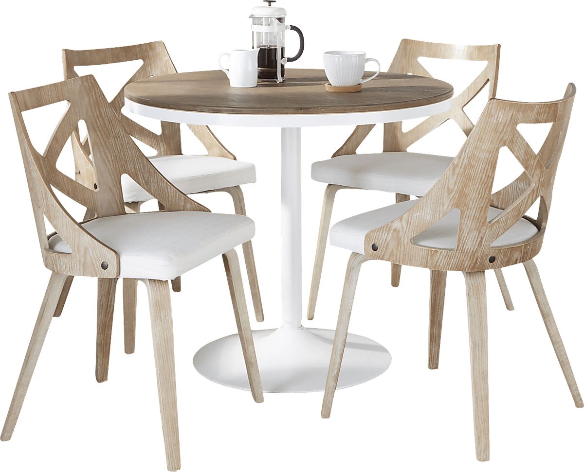 Dyme Ii White Colors White Polyester Fabric 5 Pc Dining Set Rooms To Go