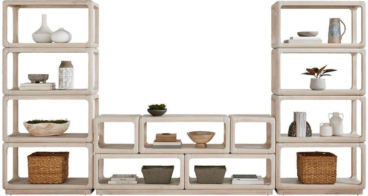 Eaglebrooke Natural Light Wood 3 Pc Credenza With Bookcases | Rooms to Go