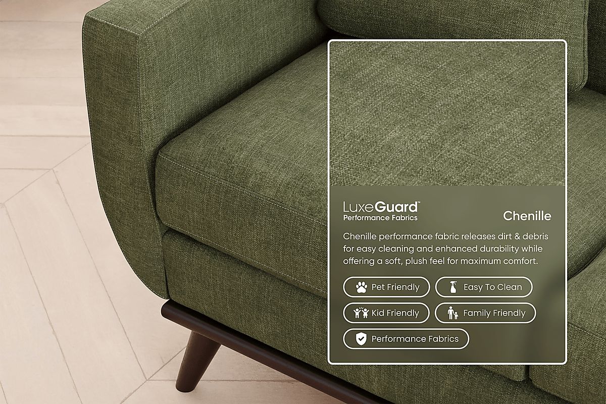 East Side Avocado Green Chenille,Luxeguard Performance Fabric Fabric ...