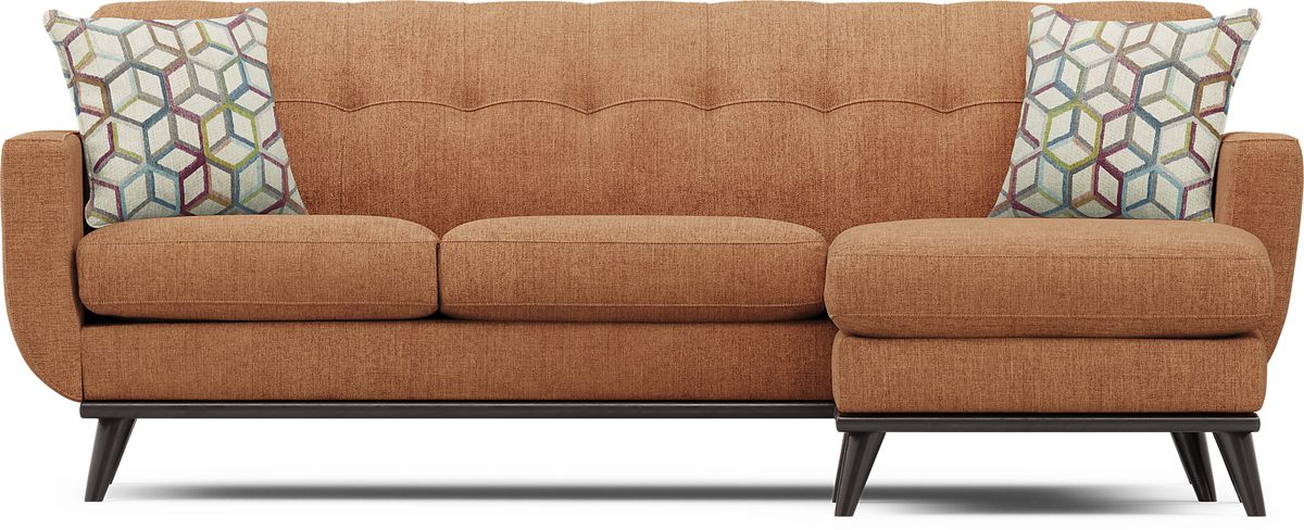 East Side Russet Orange Chenille Fabric Option Sofa Chaise | Rooms to Go