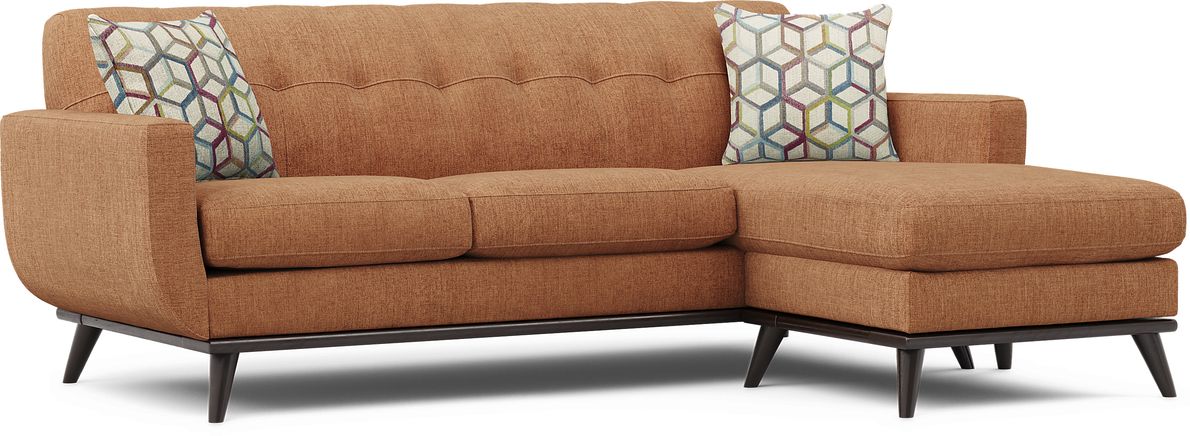 East Side Russet Orange Chenille Fabric Chaise Sofa - Rooms To Go