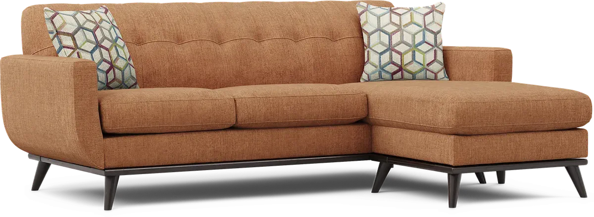 East Side Russet Orange Chenille Fabric Option Sofa Chaise | Rooms to Go