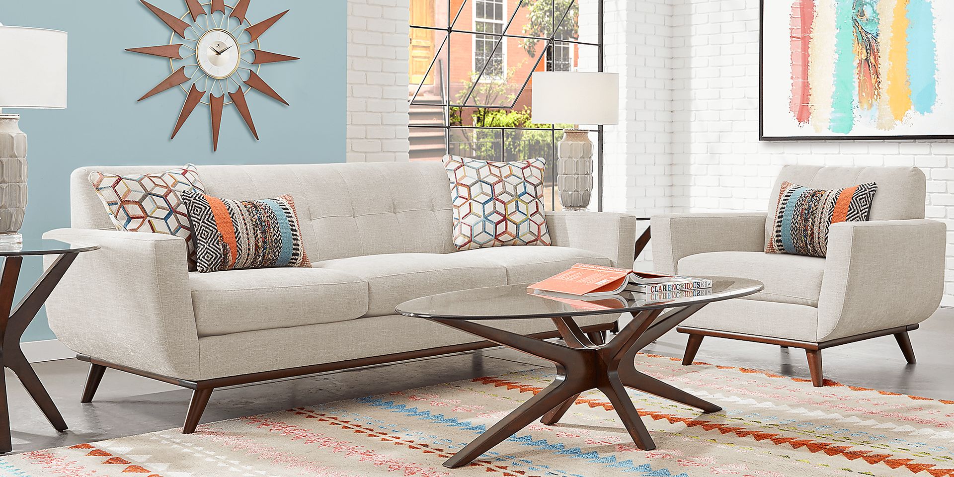 East Side Sand Beige Chenille Fabric Sofa | Rooms to Go