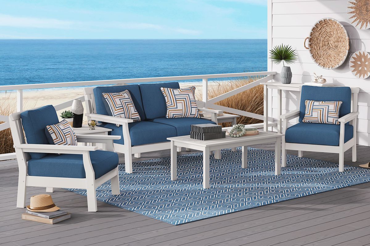Fifth & Shore Eastlake 4 Pc White Colors,White Ocean Blue Outdoor ...