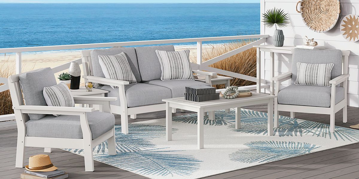 Eastlake 4 Pc White Colors,White Pewter Gray Outdoor Seating Set ...