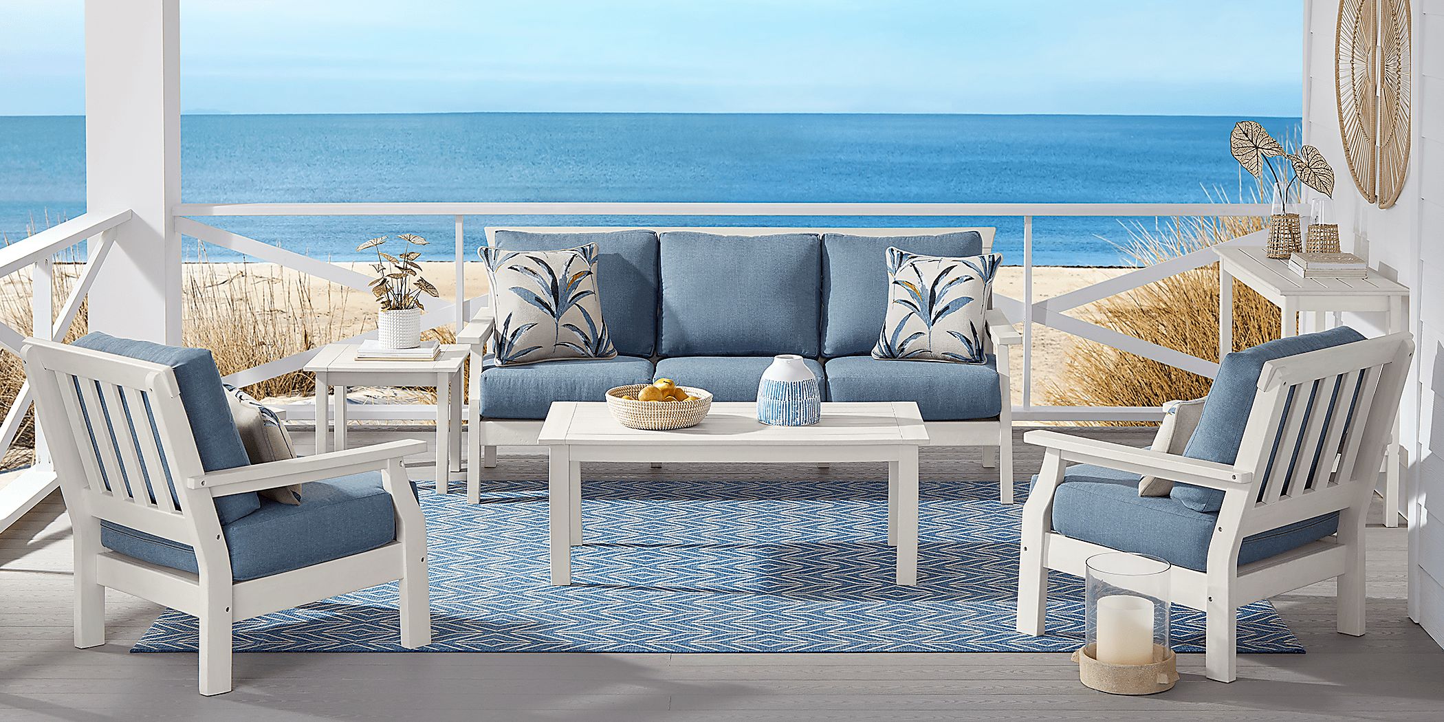 Eastlake 4 Pc White Colors,White Agean Outdoor Seating Set With Sofa ...