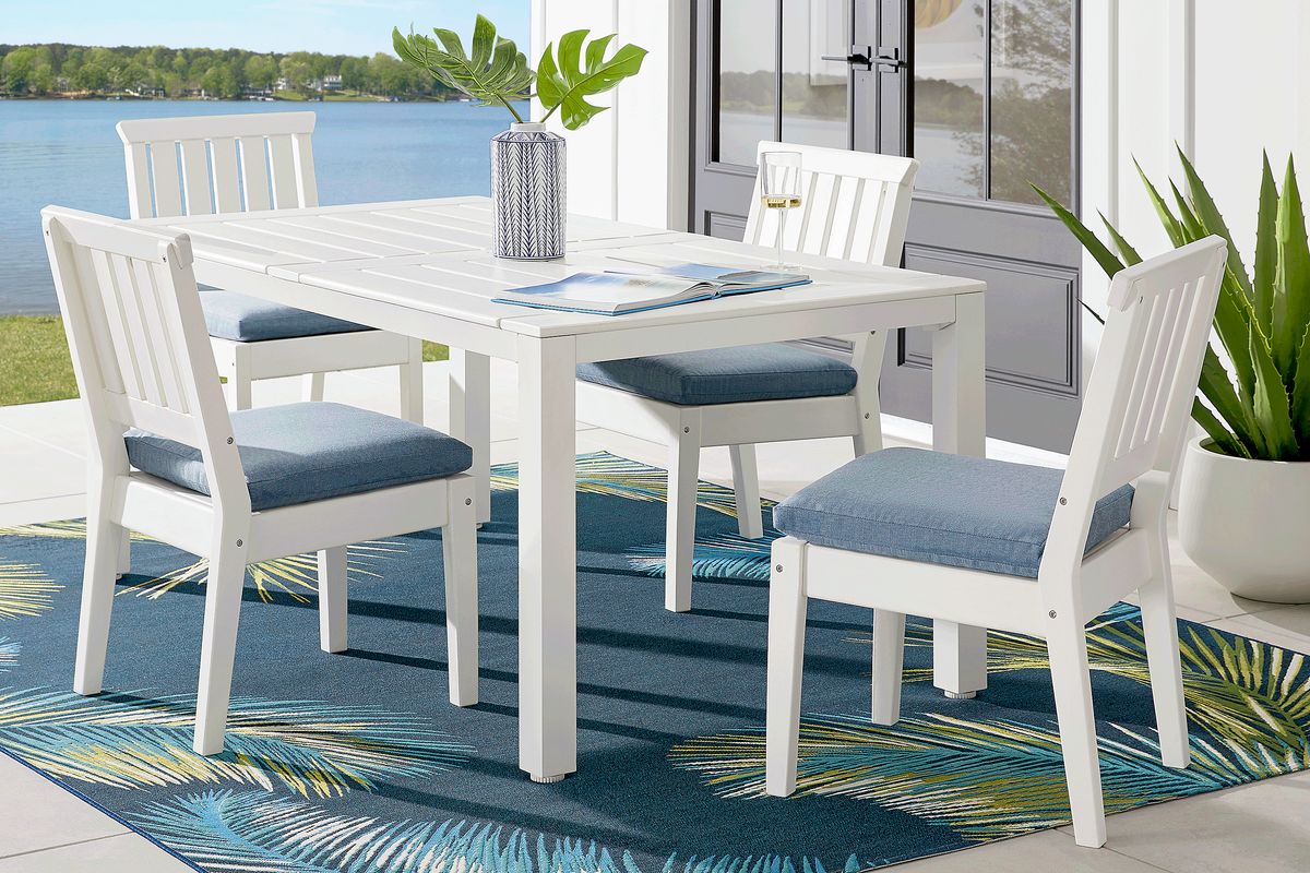 Fifth & Shore Eastlake 5 Pc White Colors,White Agean Outdoor Dining Set ...