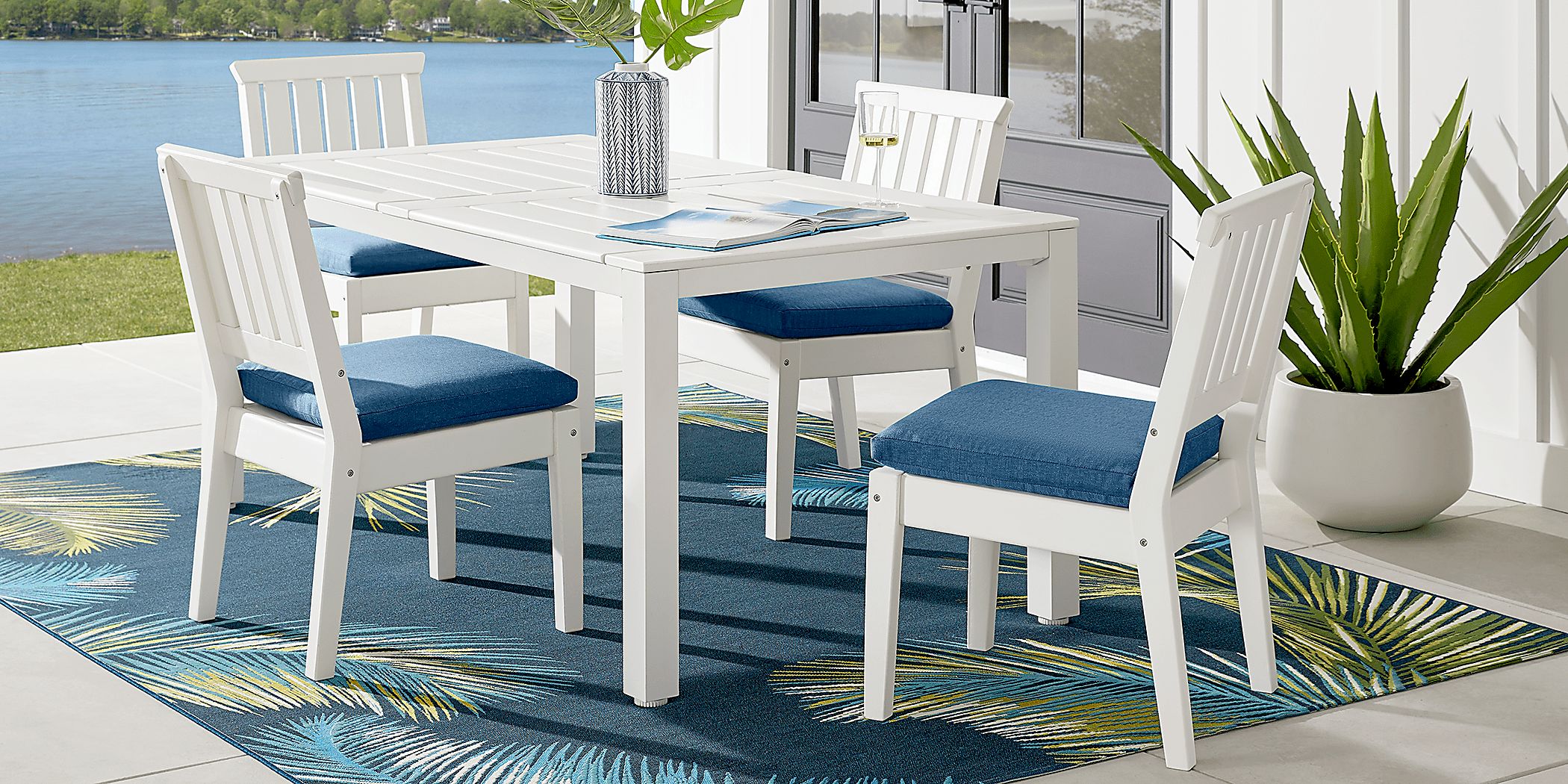 Fifth & Shore Eastlake 5 Pc White Colors,White Ocean Blue Outdoor ...