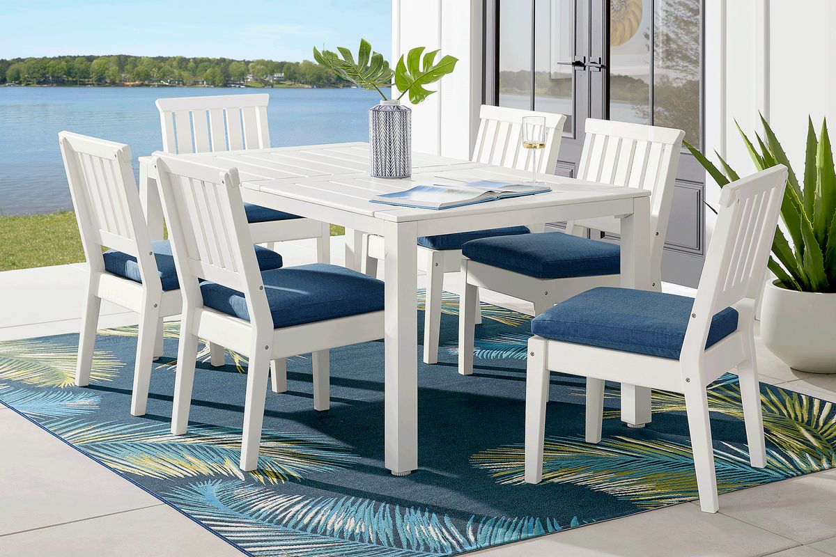 Fifth & Shore Eastlake 7 Pc White Colors,White Ocean Blue Outdoor ...