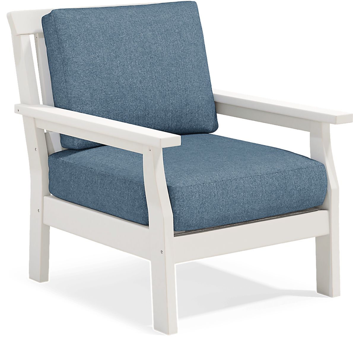 Eastlake White Outdoor Club Chair with Agean Cushions - Rooms To Go