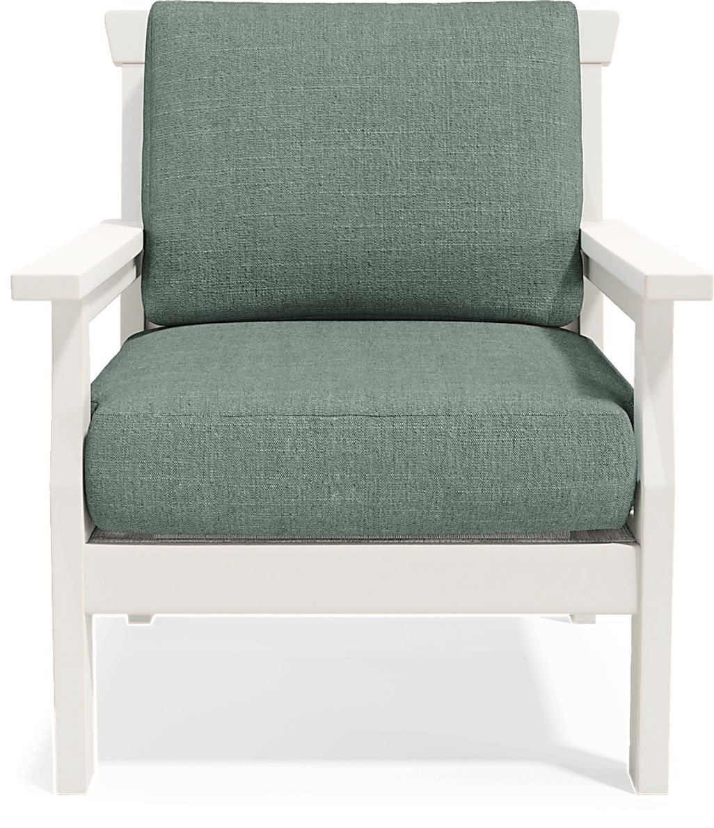 Eastlake White Outdoor Club Chair with Jade Cushions - Rooms To Go