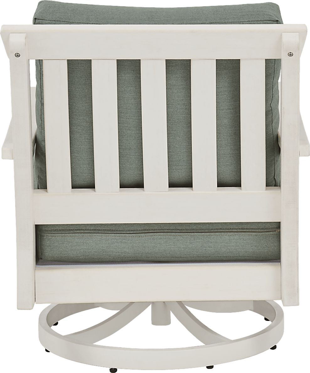 Eastlake White Outdoor Swivel Rocker Chair with Jade Cushion - Rooms To Go