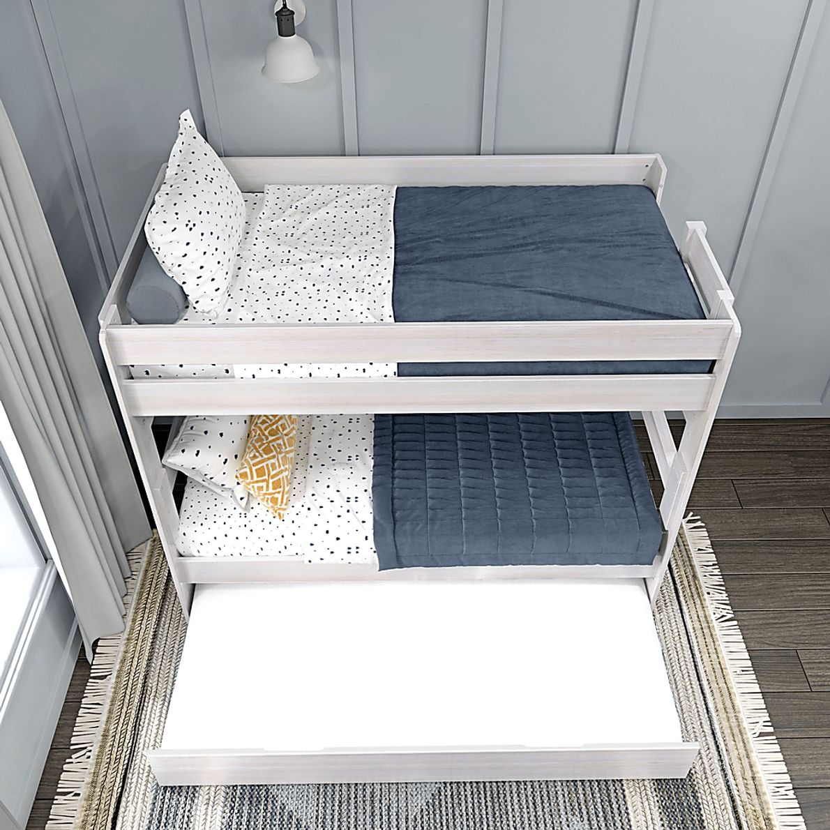 Kids Eastwick White Twin/Twin Bunk Bed with Trundle - Rooms To Go