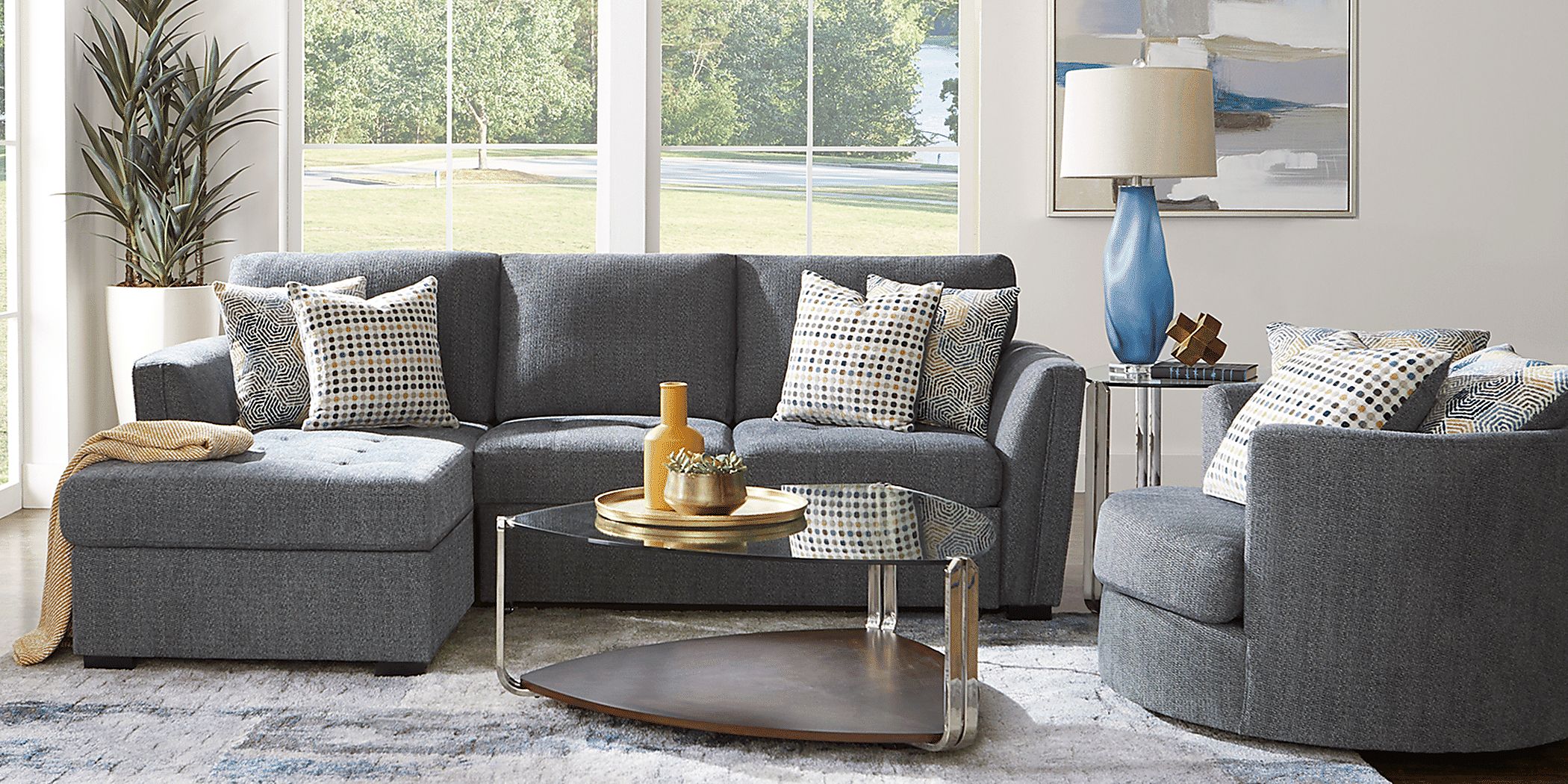 Eaton Heights Denim 2 Pc Sleeper Sectional - Rooms To Go