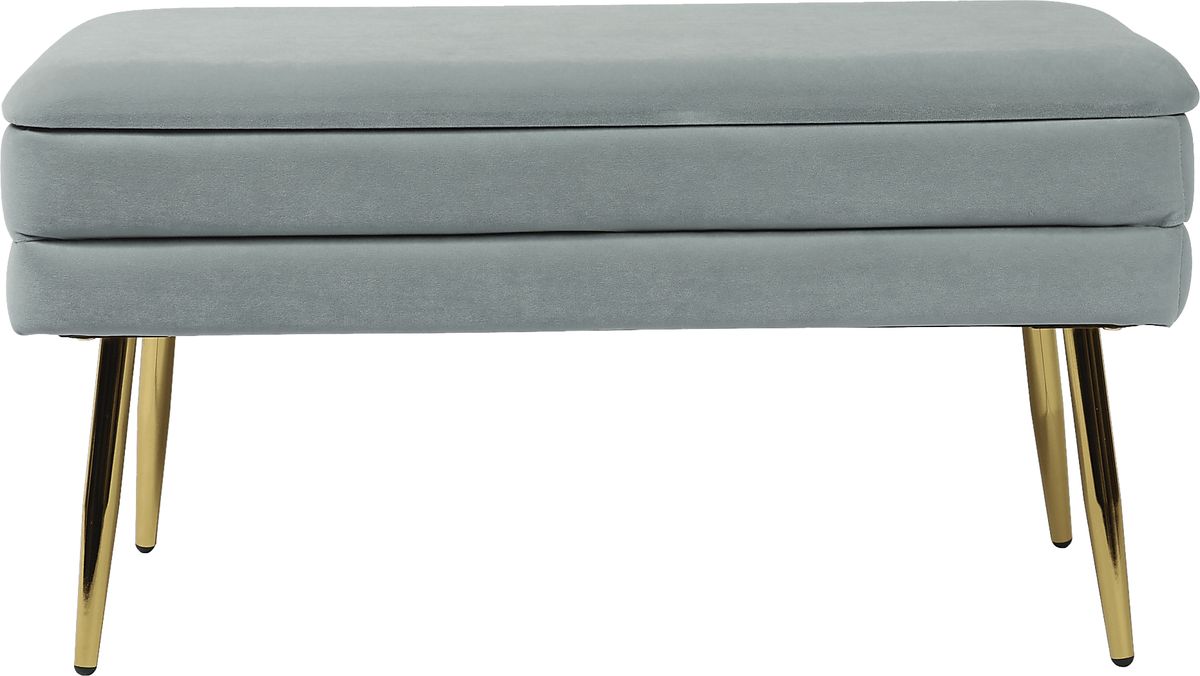 Eauclair Blue Velvet Plush Storage Bench | Rooms to Go