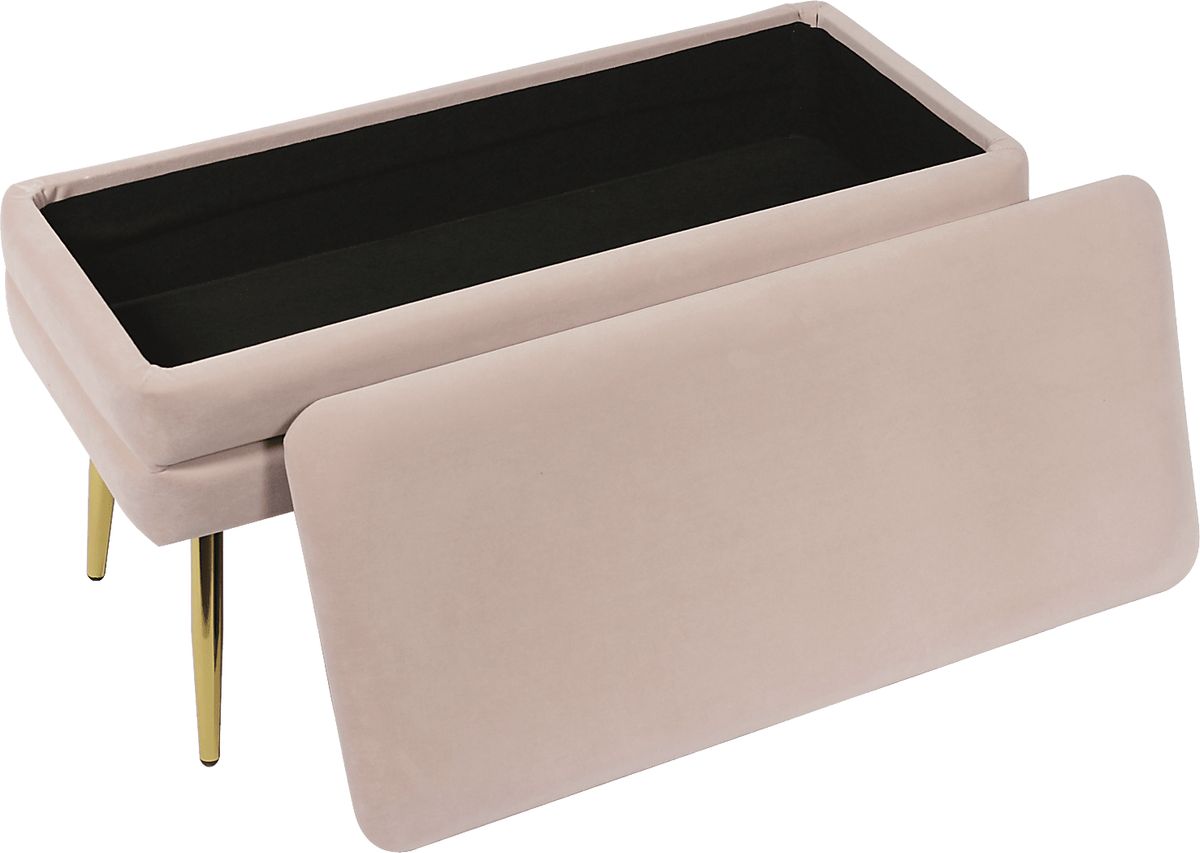 Eauclair Blush Beige Velvet Plush Storage Bench | Rooms to Go