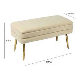 Eauclair Cream Beige Velvet Plush Storage Bench | Rooms to Go