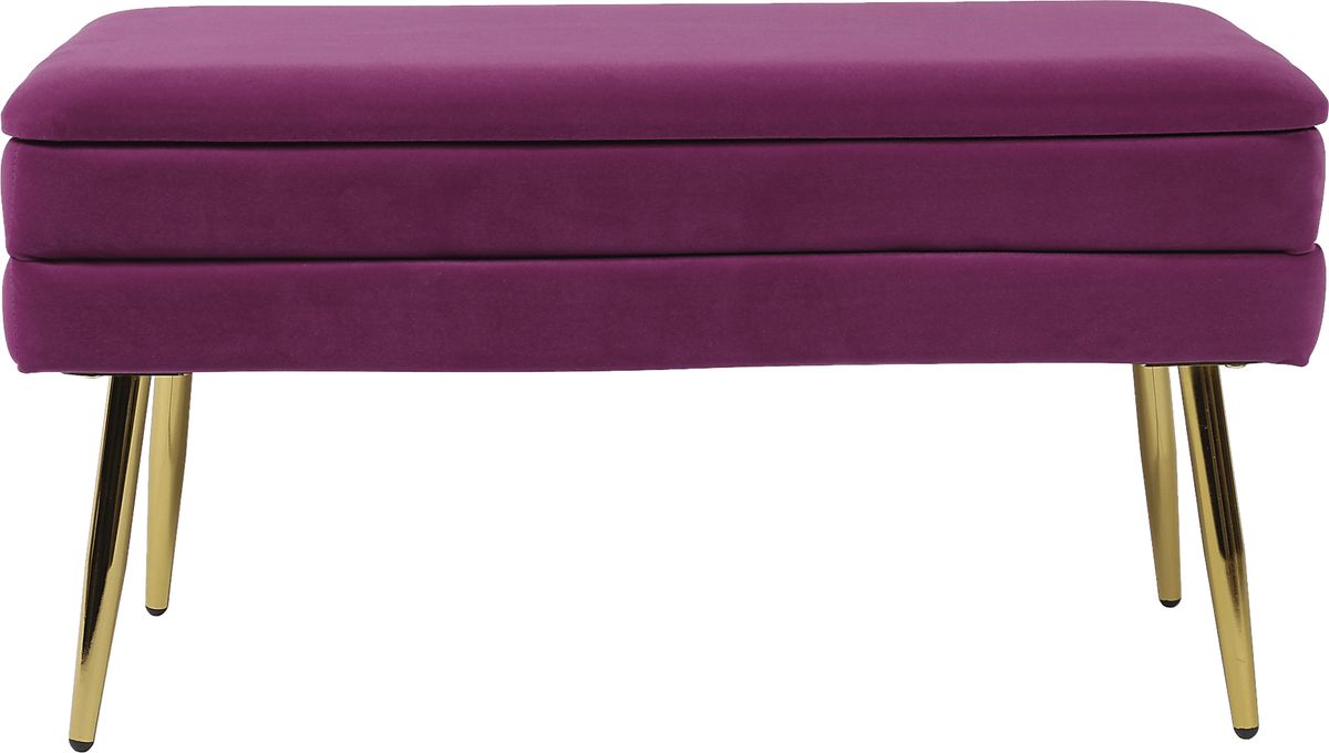Eauclair Plum Red Velvet Plush Storage Bench | Rooms to Go