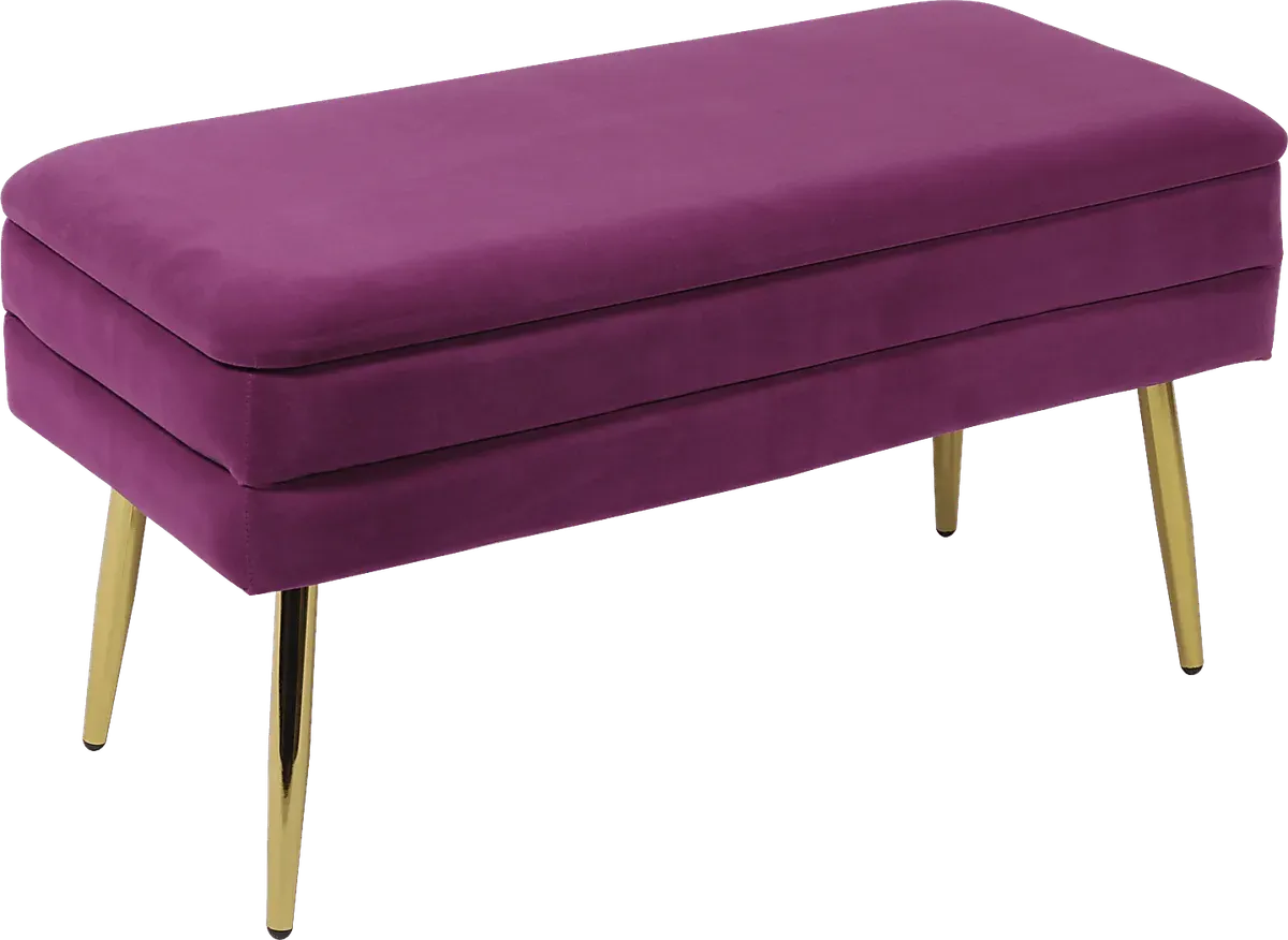 Eauclair Plum Red Velvet Plush Storage Bench | Rooms to Go