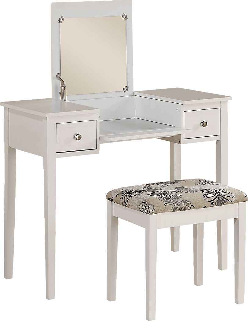 Eden Falls White Vanity, Mirror and Stool Set - Rooms To Go