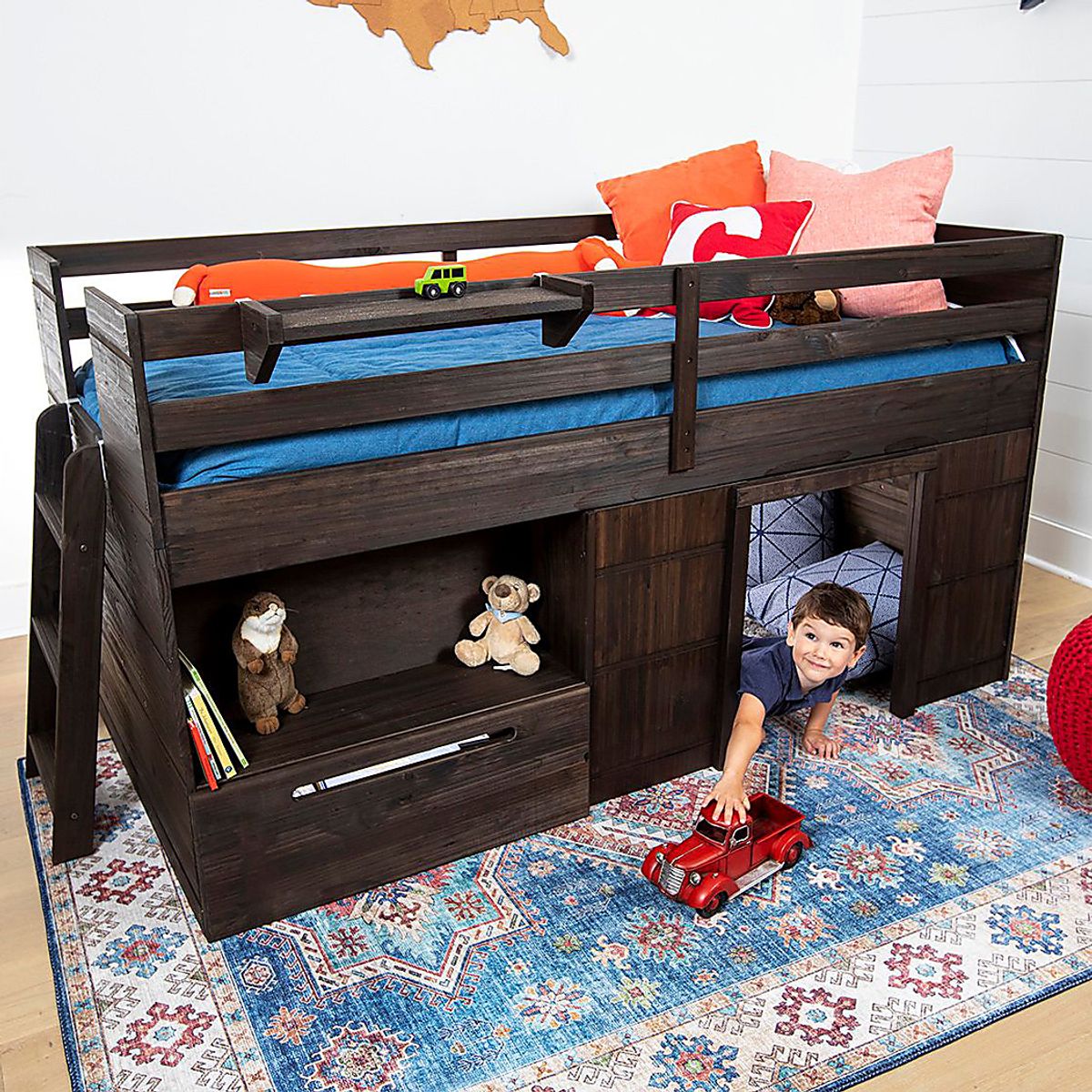 Edenberry Brown Dark Wood Loft Bed | Rooms to Go