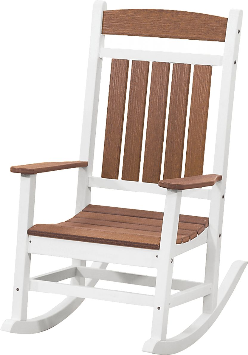 Edgarton Natural White and Mocha Outdoor Rocker - Rooms To Go