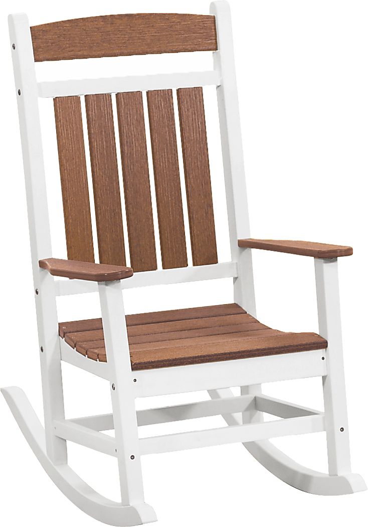 Edgarton Natural White and Mocha Outdoor Rocker - Rooms To Go