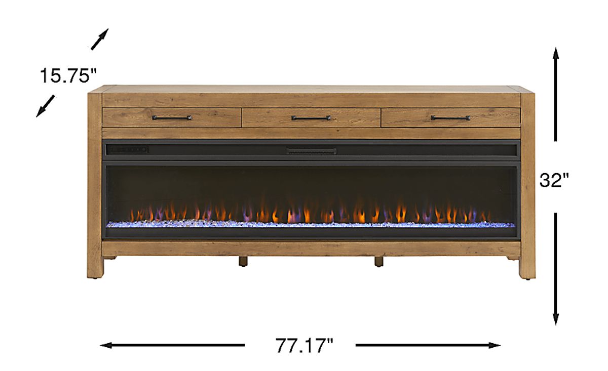 Edgewater Brown Dark Wood Fireplace Console | Rooms to Go