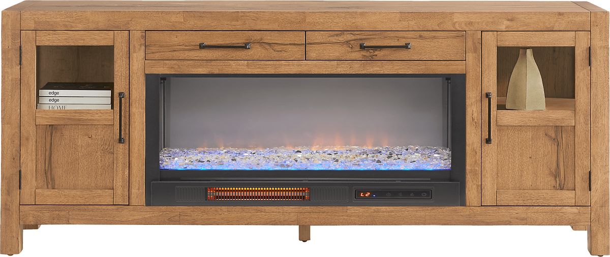 Edgewater Brown Dark Wood Fireplace Console | Rooms to Go