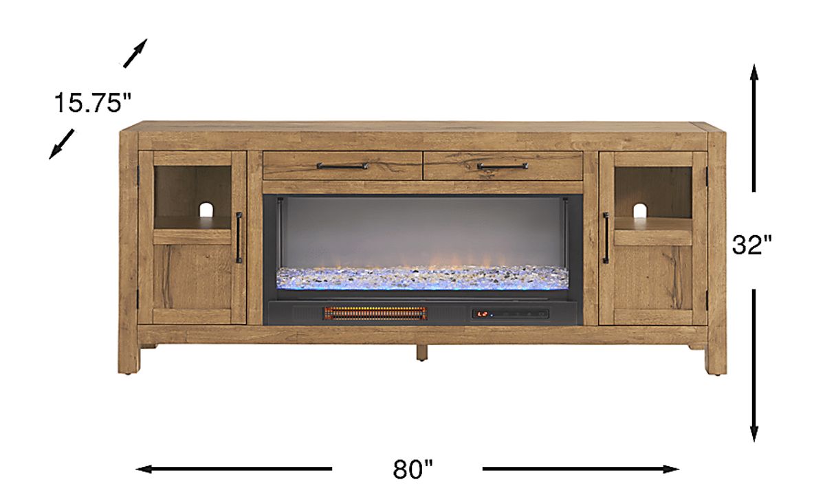 Edgewater Brown Dark Wood Fireplace Console | Rooms to Go