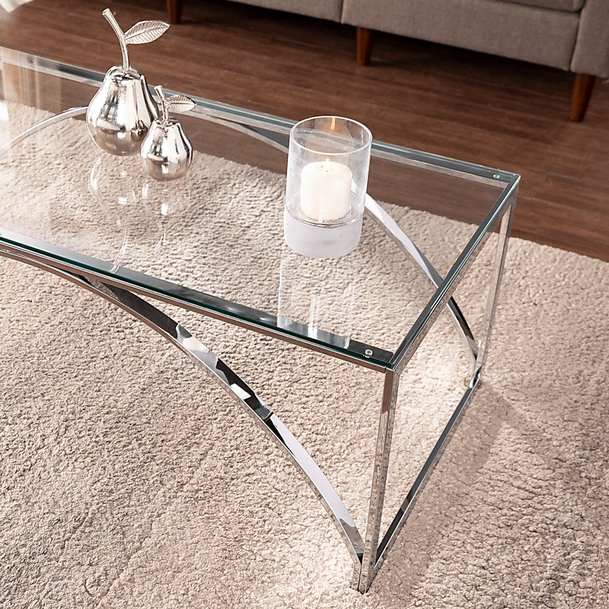 Edgeway Chrome,Clear Metal,White Cocktail Table | Rooms to Go