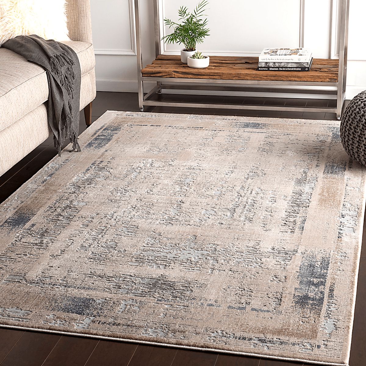 Ediline Ivory Beige Rug | Rooms to Go