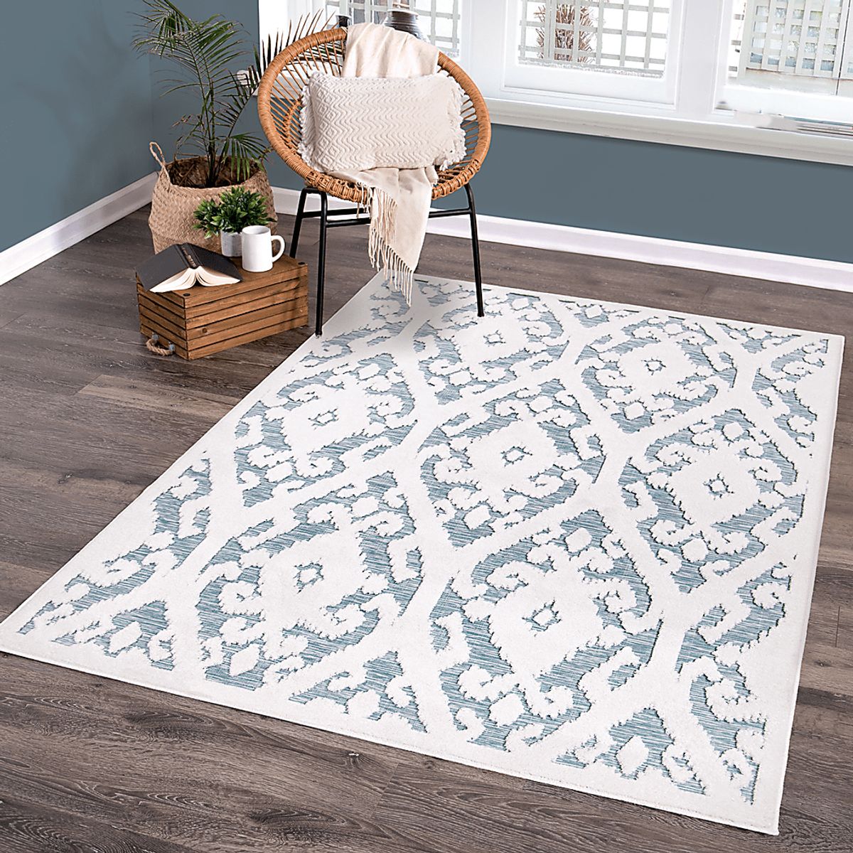 Edingale White Polypropylene Fabric Rug | Rooms to Go