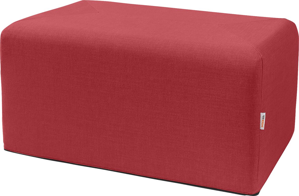 Edunci Red Polyester Fabric Rectangular Ottoman | Rooms to Go
