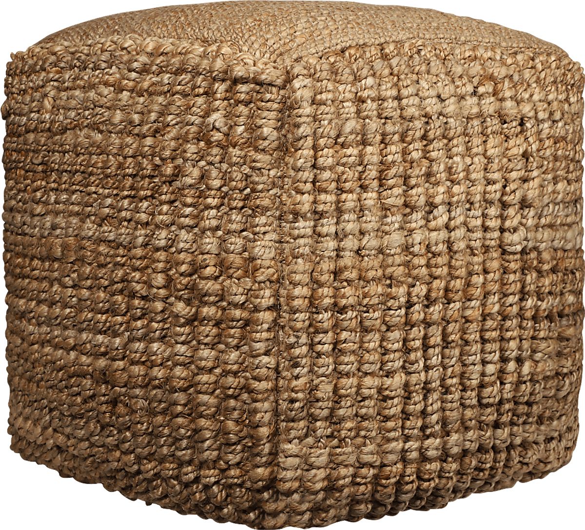 Eladen Tan Beige,Brown Cotton,Jute Fabric Poufs | Rooms to Go