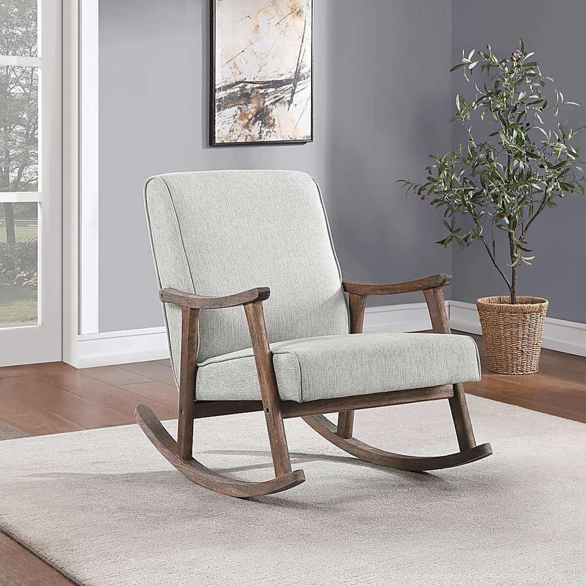Eldonlee II Gray Polyester Fabric Rocker Accent Chair | Rooms to Go