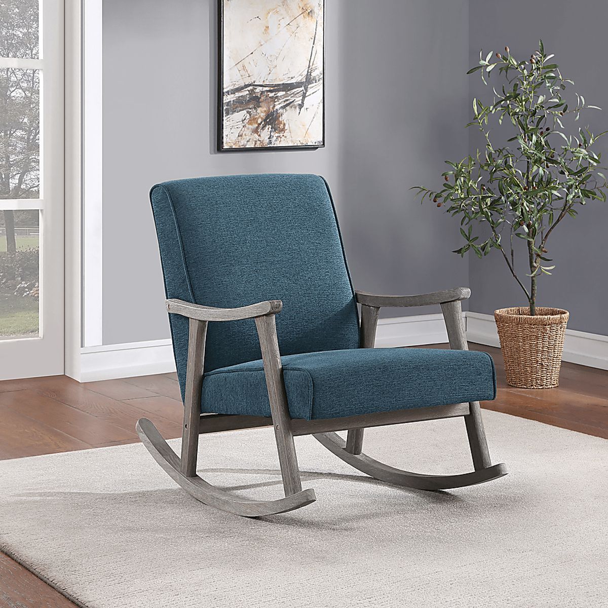 Eldonlee III Blue Polyester Fabric Rocker Accent Chair | Rooms to Go