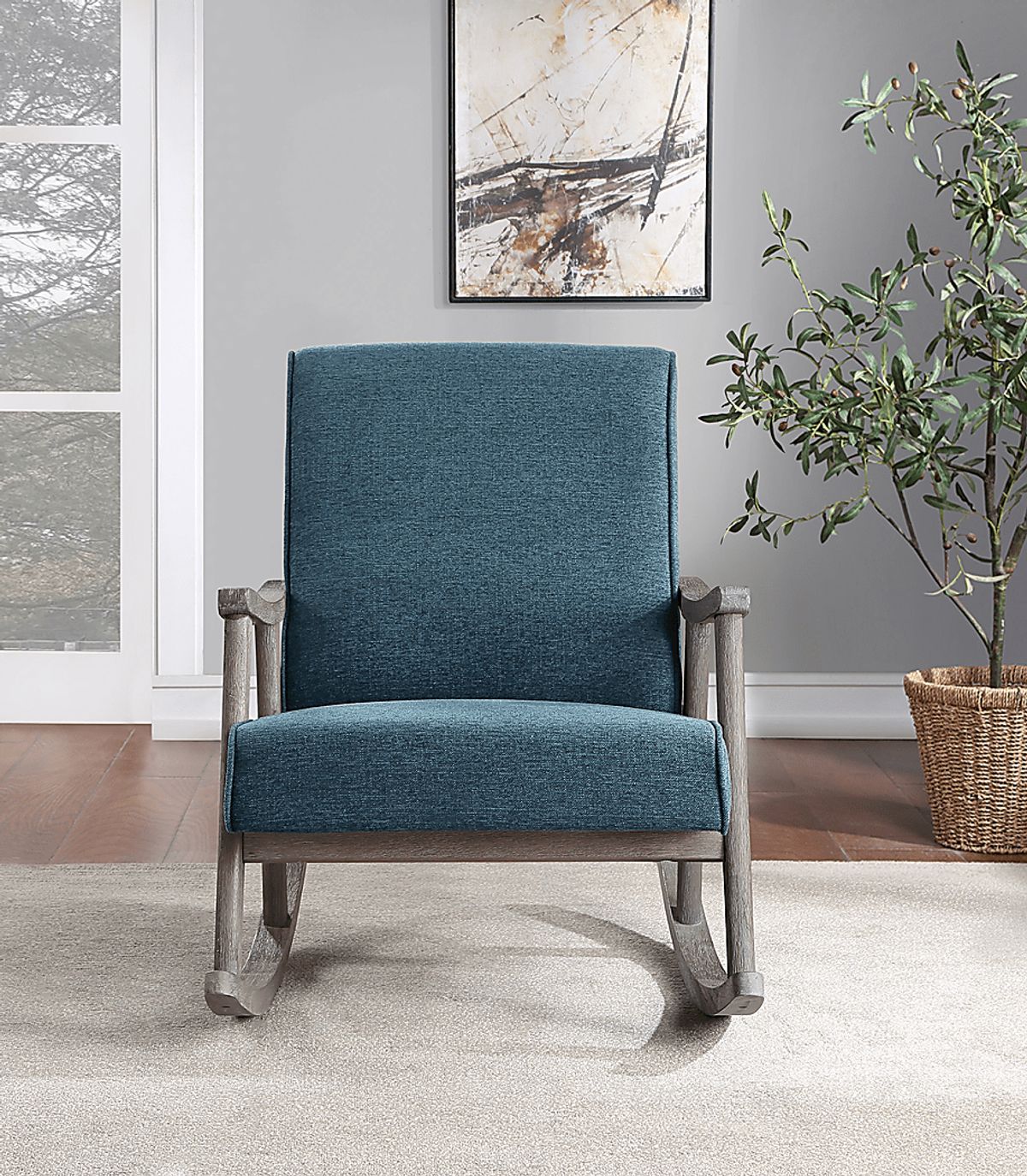 Eldonlee III Blue Polyester Fabric Rocker Accent Chair | Rooms to Go