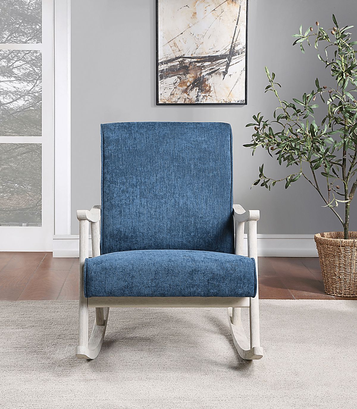 Eldonlee IV Navy Blue Polyester Fabric Rocker Accent Chair | Rooms to Go